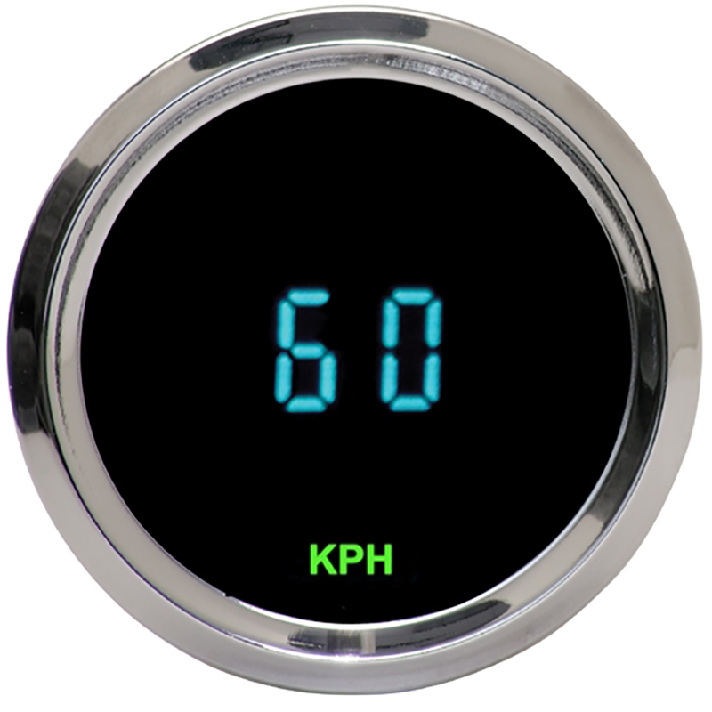 Dakota Digital Round Mini speedometer, 2-1/16", KPH, Chrome Teal ...